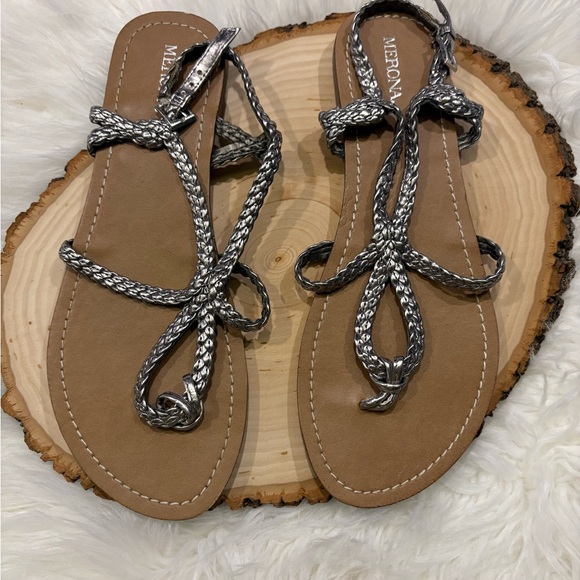 Merona | Shoes | Merona Womens Braided Sandals Silver And Tan | Poshmark